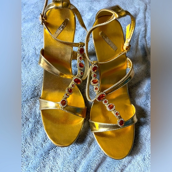 Celeste | Shoes | Celeste Golden And Embellished Heels | Poshmark